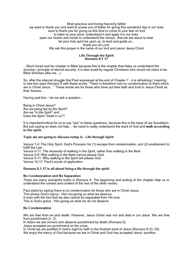 Life Through the Spirit: Romans 8 Explained | PDF | Jesus | Epistle To ...