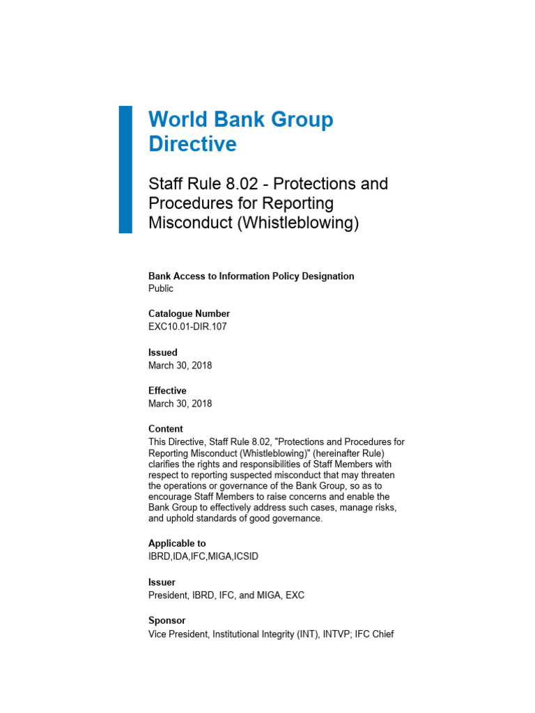 WBG - Staff Rule 8.02 | PDF | Mediation | Alternative Dispute Resolution