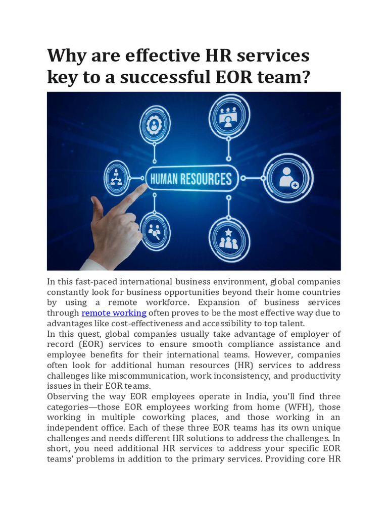 Why Are Effective HR Services Key To A Successful EOR Team | PDF | Human Resources | Employment