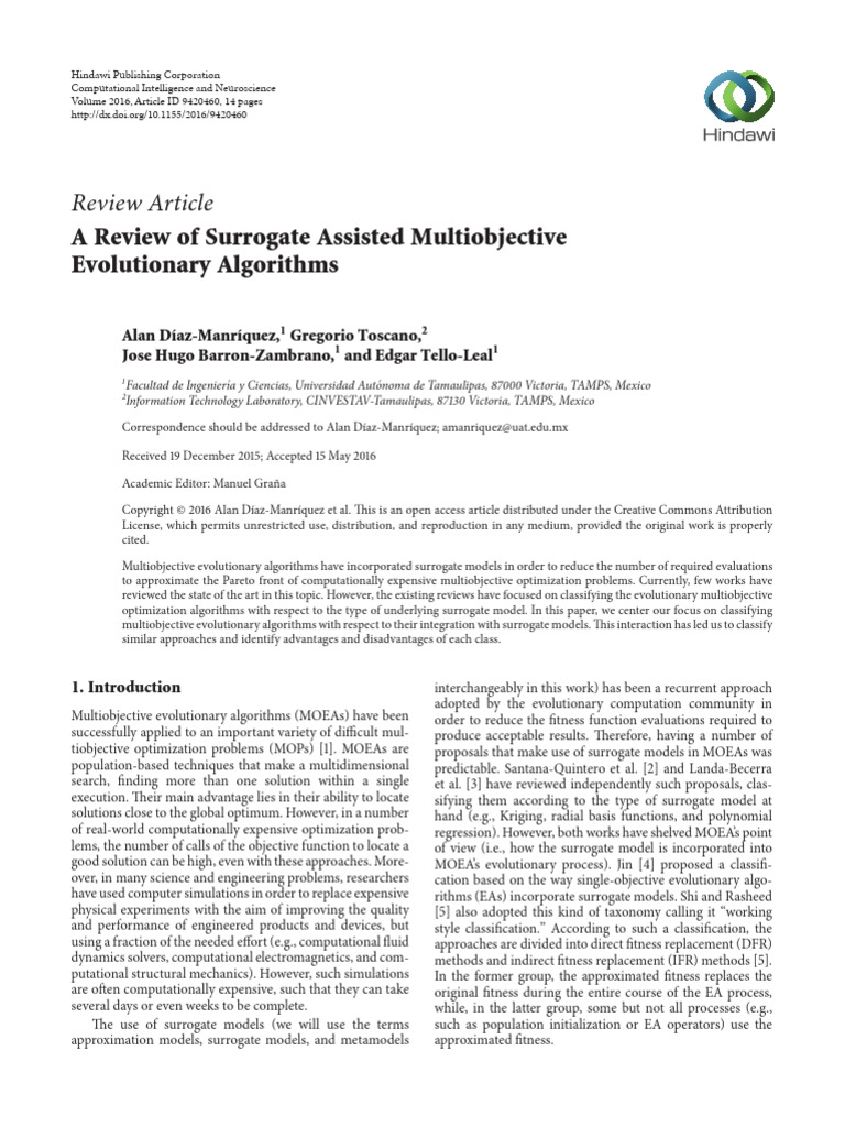A Review Of Surrogate Assisted Multiobjective Ea Pdf Support Vector