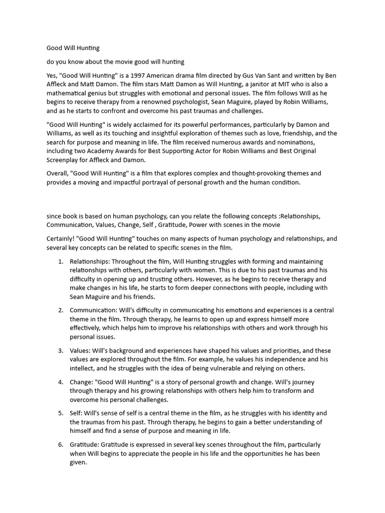 Good Will Hunting | Download Free PDF | Psychological Trauma ...