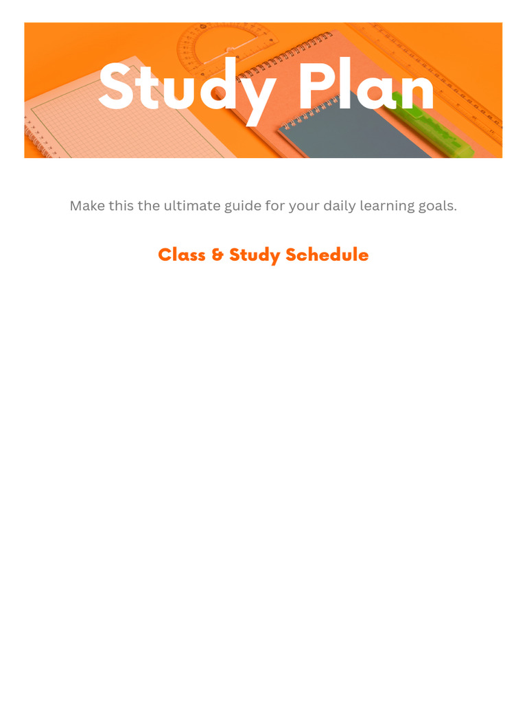 Study Plan Doc in Bright Orange White Vibrant Professional Style | PDF ...