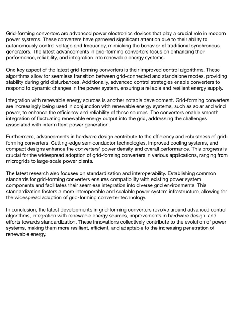 Grid Forming Converters Notes | PDF | Electrical Grid | Distributed ...