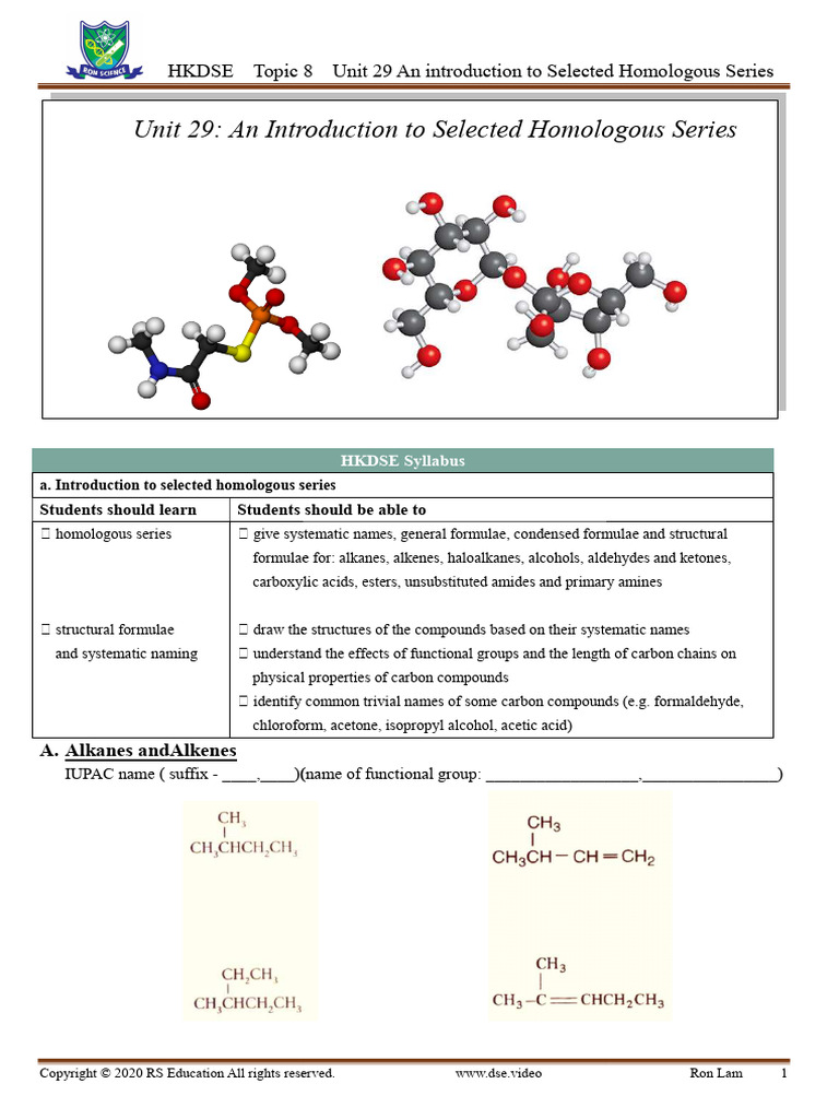29 An Introduction To Selected Homologous Series | PDF | Molecules ...