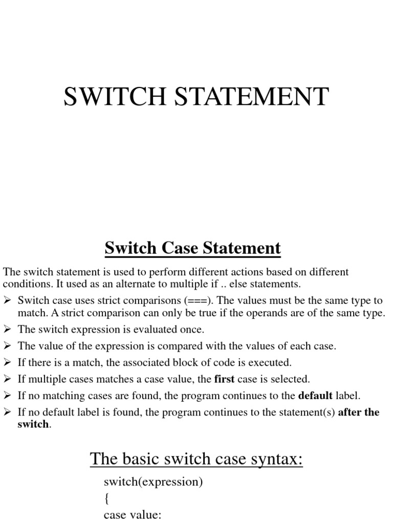 Gr.8 - Switch Statement - Notes | PDF | Computer Programming | Computer ...
