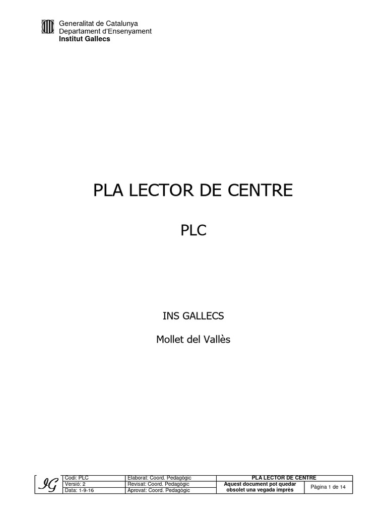 Pla Lector de Centre | PDF