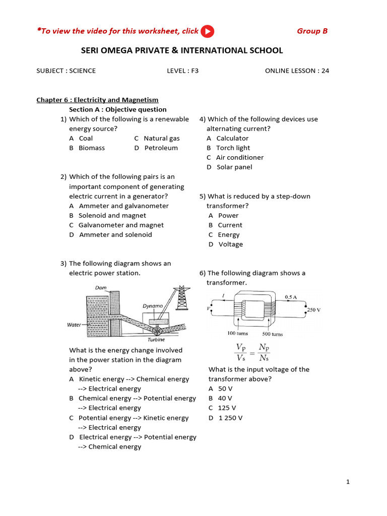 F3 Science Online Lesson 24 (B) | PDF | Fuse (Electrical) | Transformer