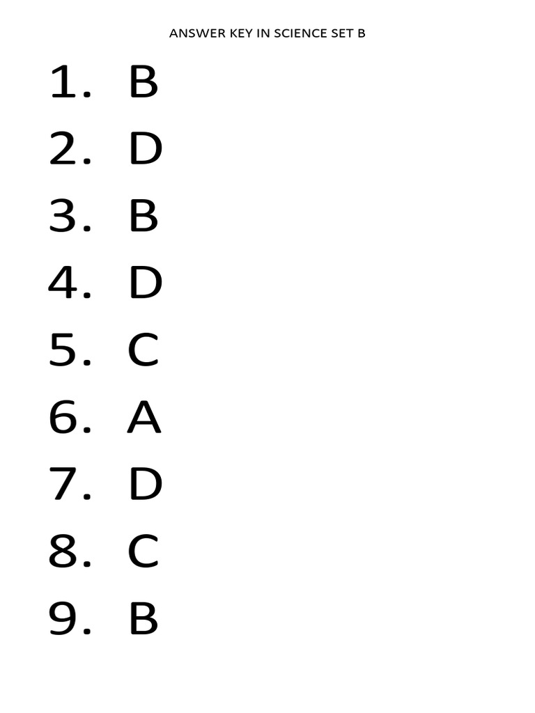 Answer Key in English Set B | PDF