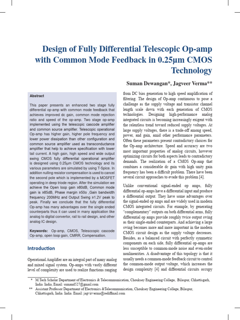 Telescopic PDF | PDF | Operational Amplifier | Amplifier