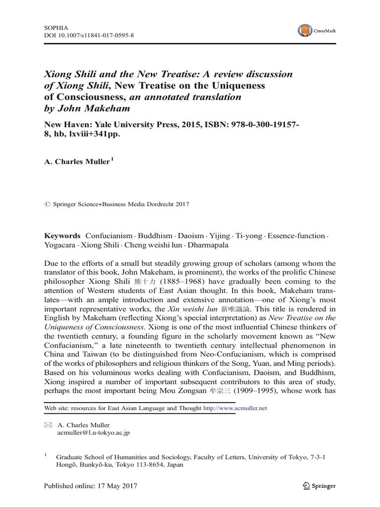 Muller Review of Xiong Shili | PDF | Religious Belief And Doctrine | Chinese Philosophy