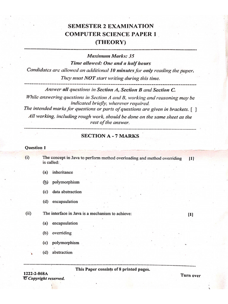 Computer Science Paper 2022 | PDF