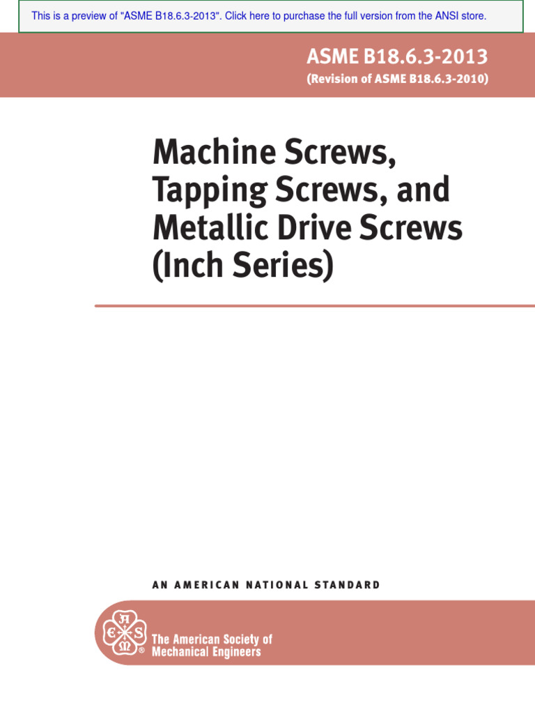 Asme B18-6-3 - 2013 | PDF | Screw | Mechanical Engineering