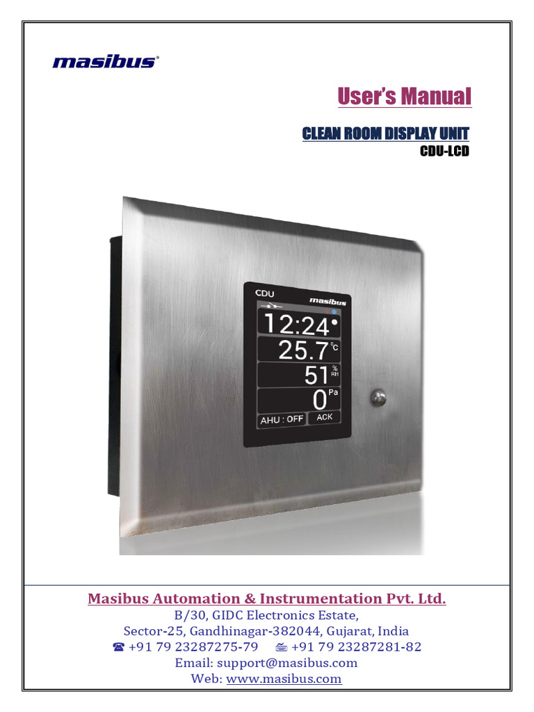 Clean Room Display User Manual mMPom601 | PDF | Calibration | Computer ...