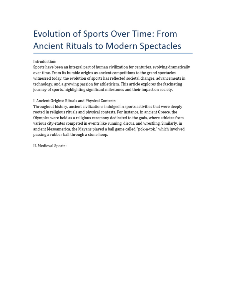 Evolution of Sports Over Time: From Ancient Rituals To Modern ...
