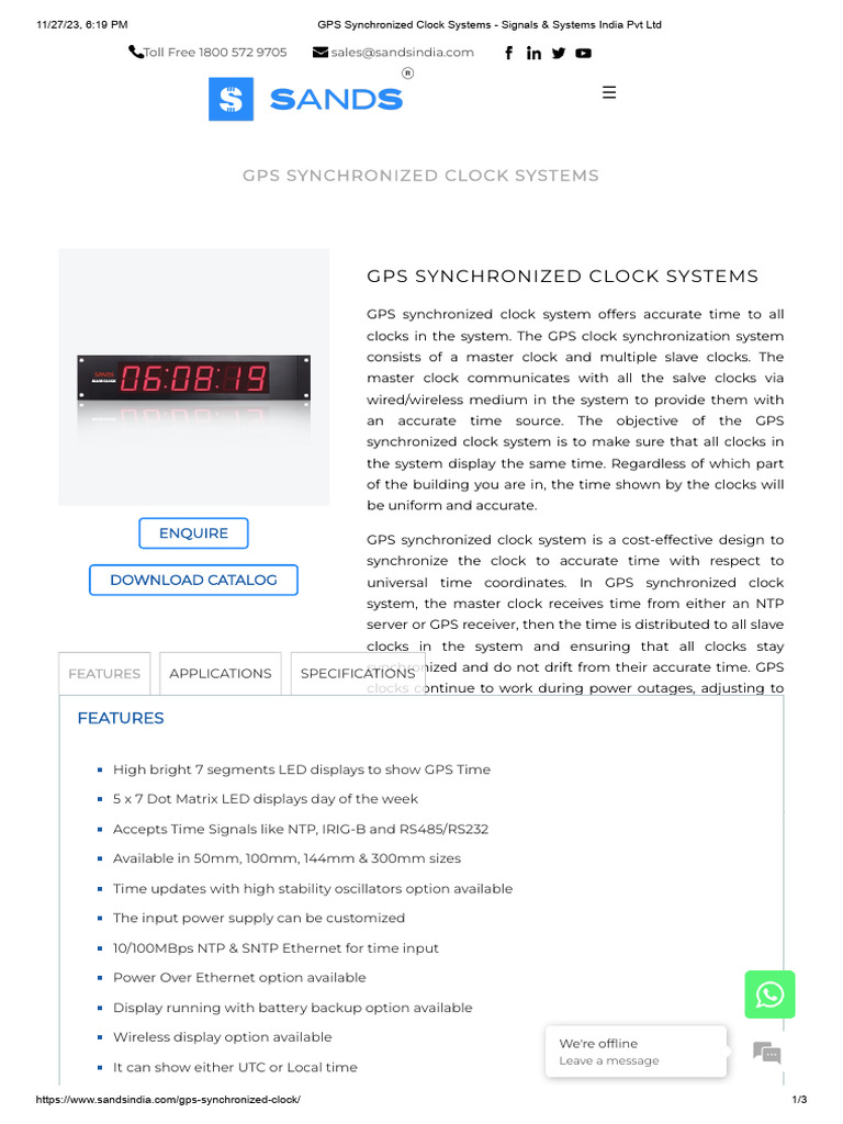GPS Synchronized Clock Systems - Signals & Systems India PVT LTD | PDF ...