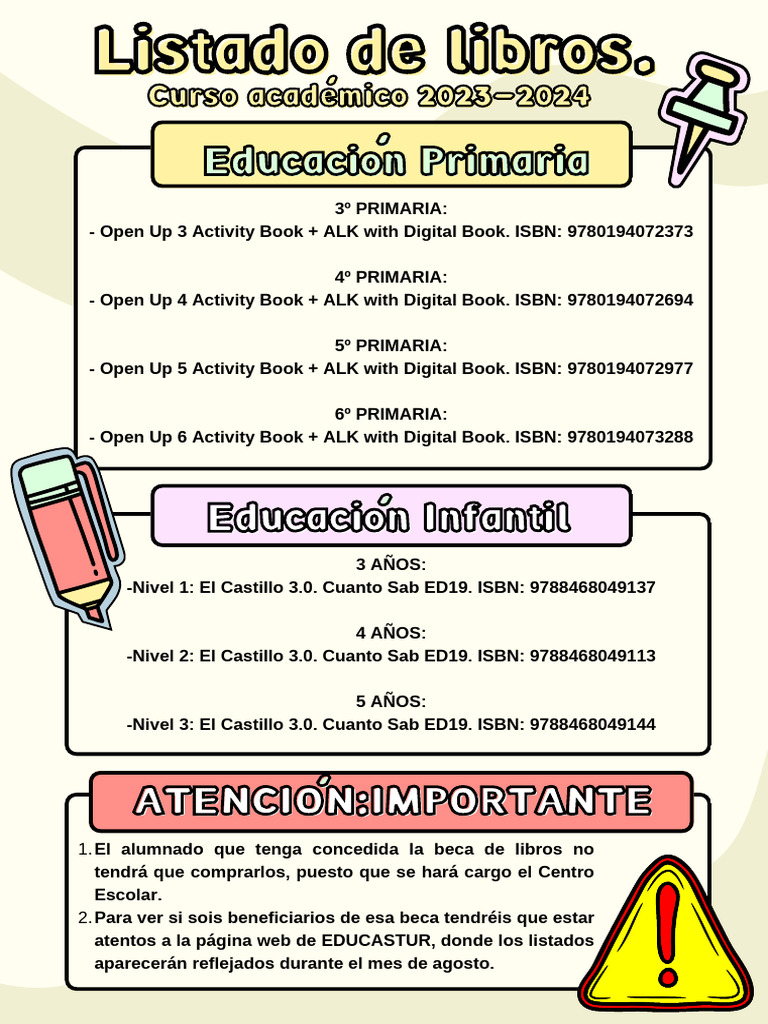 Listado Libros Curso Académico 2023-2024 | PDF