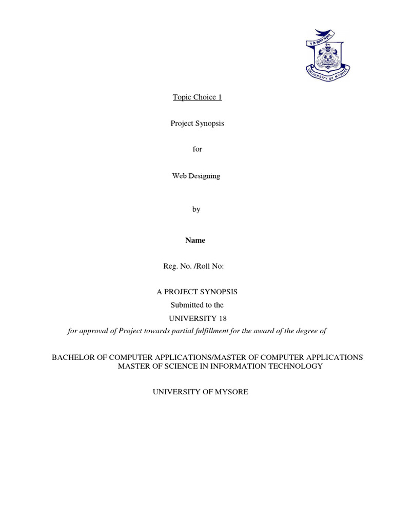 Project Synopsis Sample BCA MCA MSIT | PDF | Information Technology | Computing