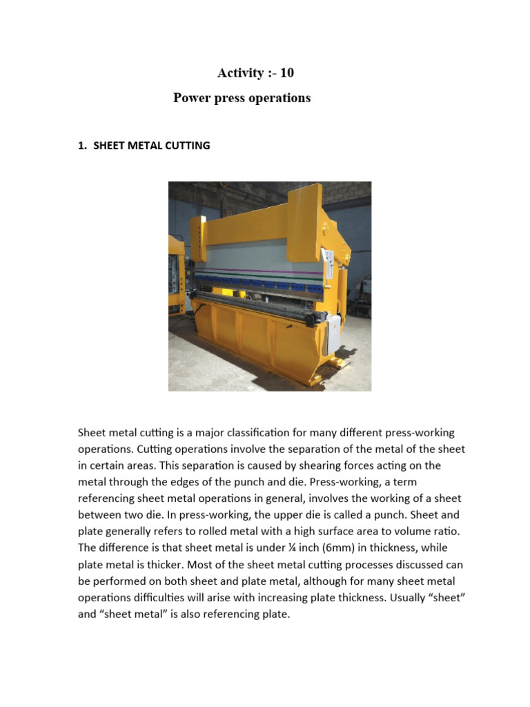 Power Press Operations | PDF | Sheet Metal | Business Process