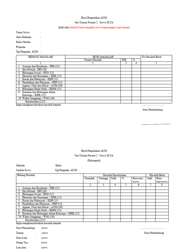 Tabel Pengolahan AUM Umum (Latihan) | PDF