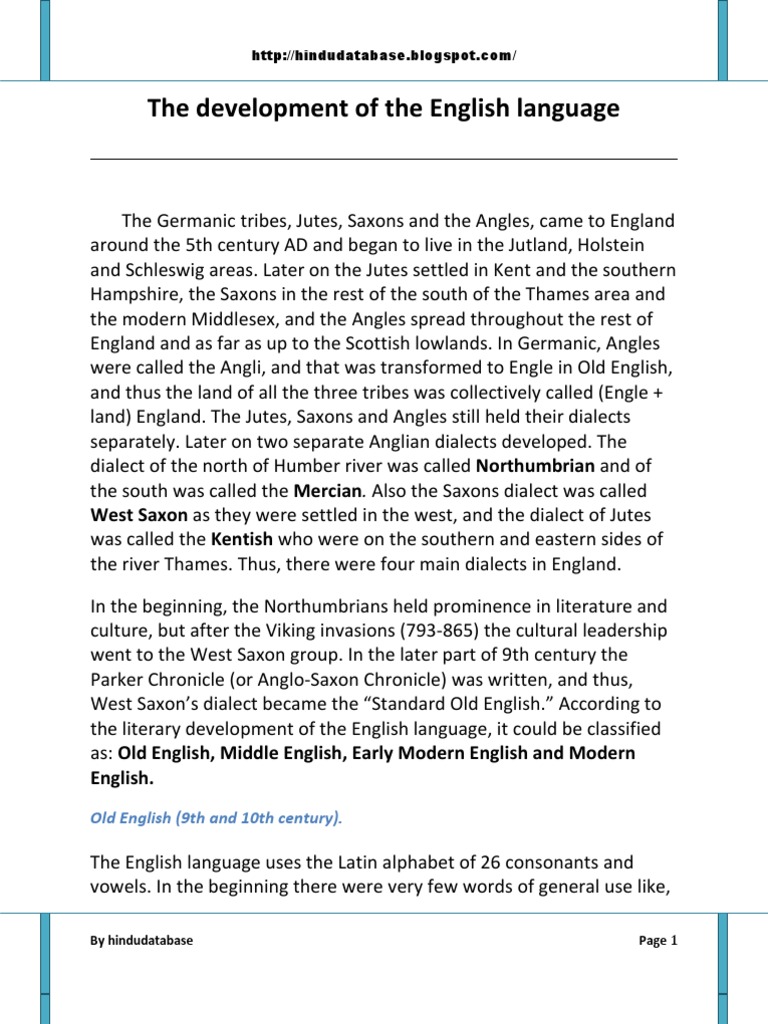Evolution of the English Language | PDF | English Language | Languages