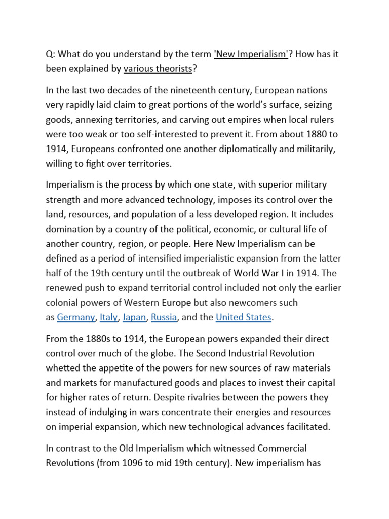 Theories of New Imperialism Explained | PDF | Imperialism | Capitalism