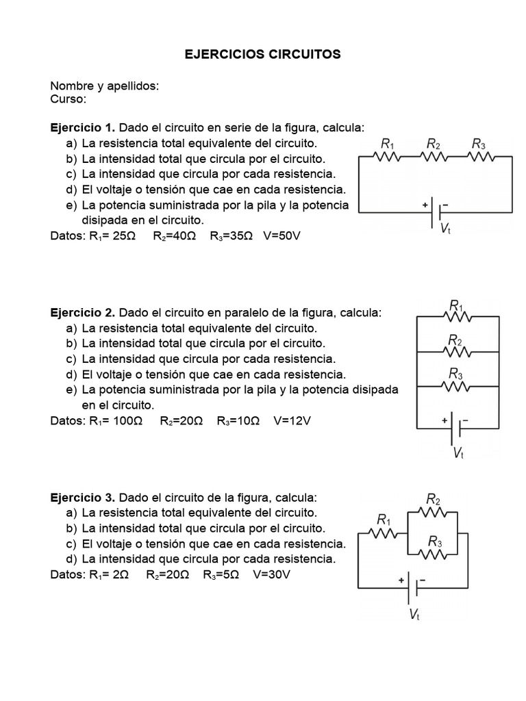 Ejercicios Circuitos | PDF