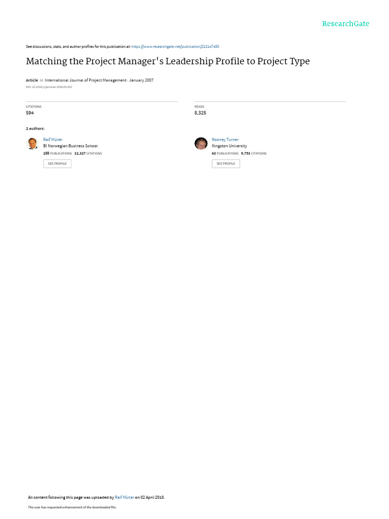 Matching The Project Managers Leadership Profile | PDF | Leadership ...