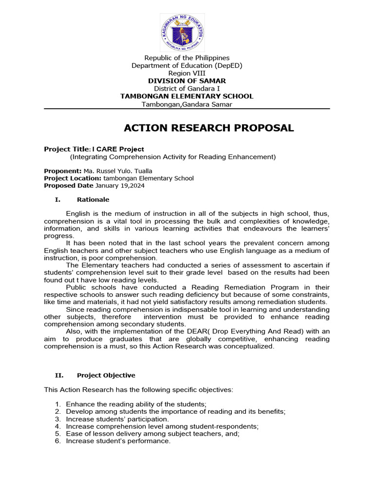 I CARE Project: Enhancing Reading Comprehension | PDF | Reading ...