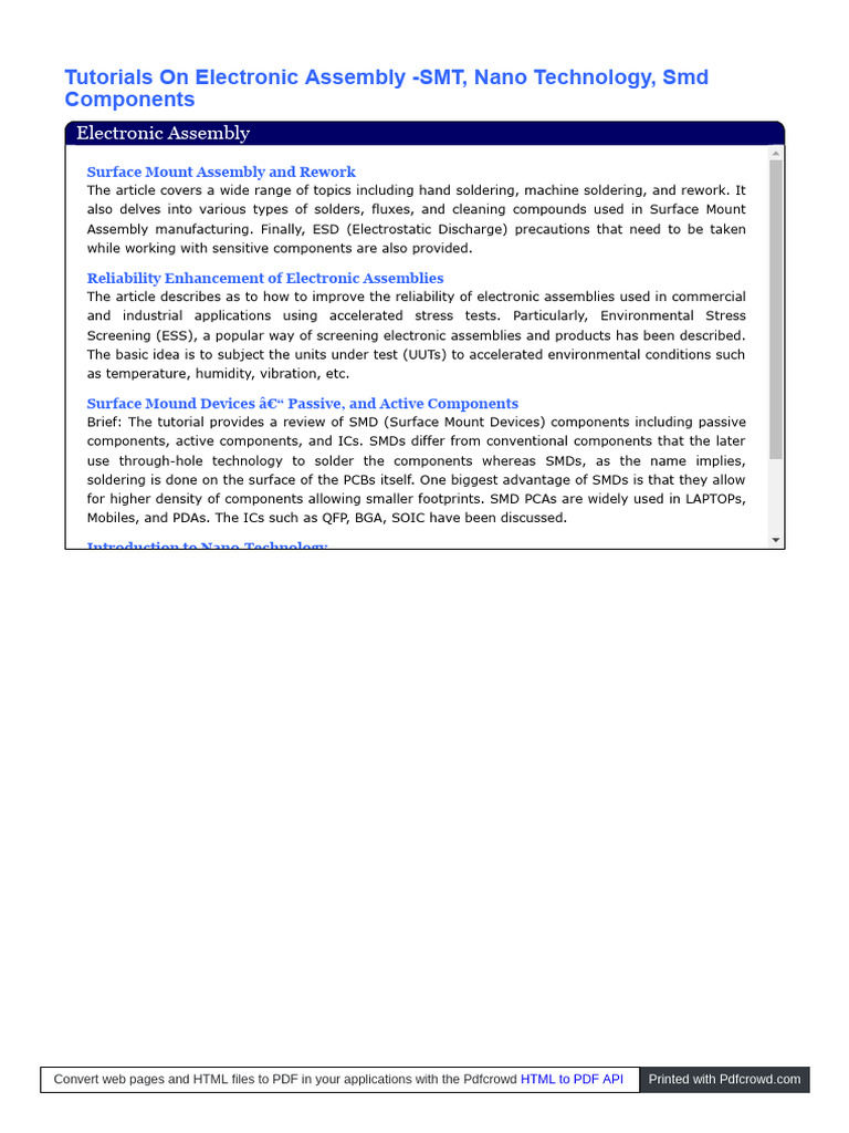 Electronic Assembly | PDF