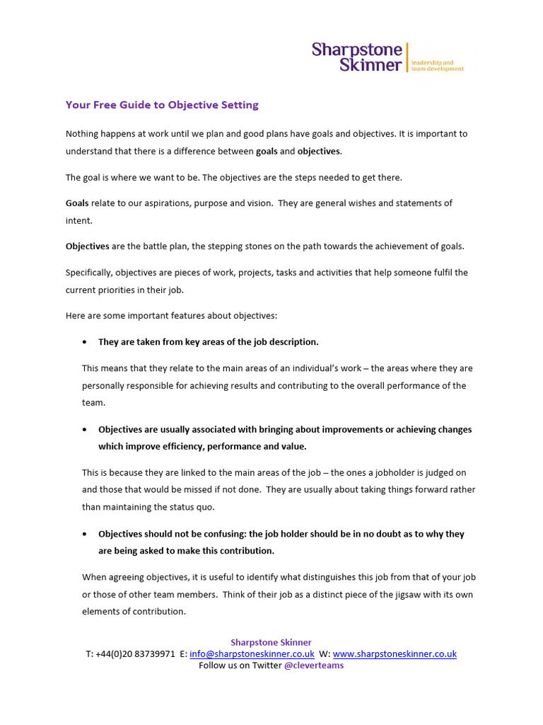 Your Free Guide To Objective Setting Pdf