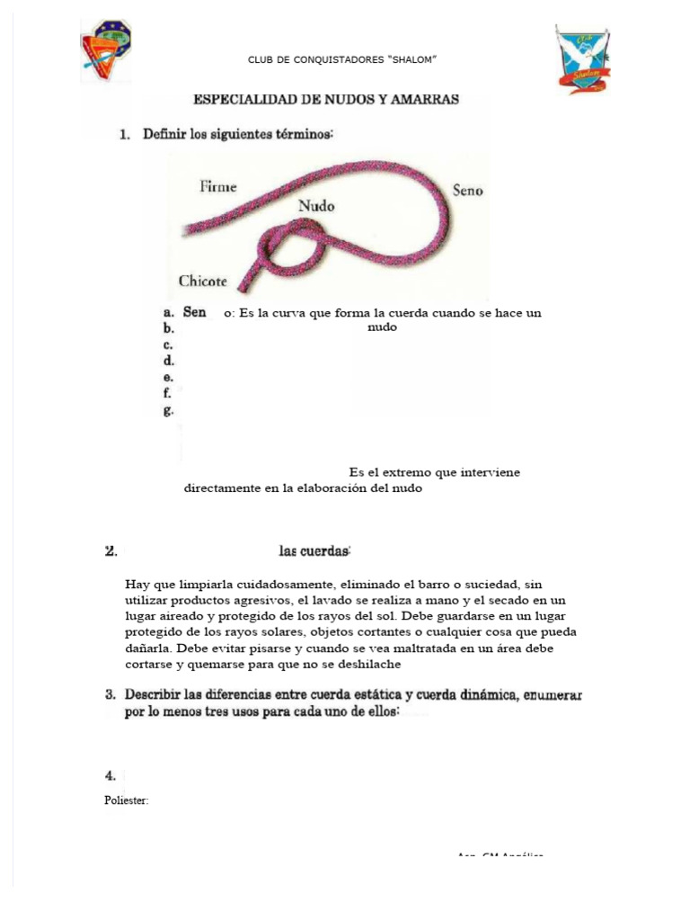 Especialidad de Nudos y Amarras | PDF | Nudo | Cuerda