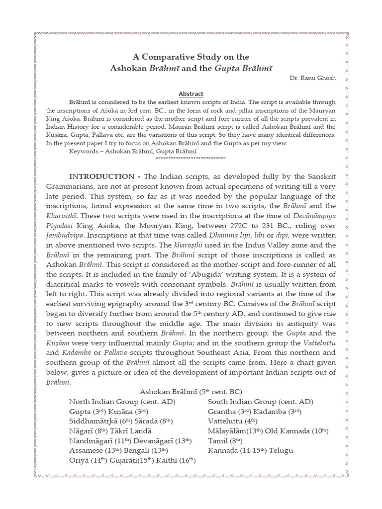 Ashokan vs Gupta Brahmi Script Analysis | PDF