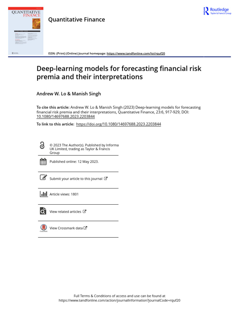 Deep Learning for Financial Risk Premia | PDF | Machine Learning ...