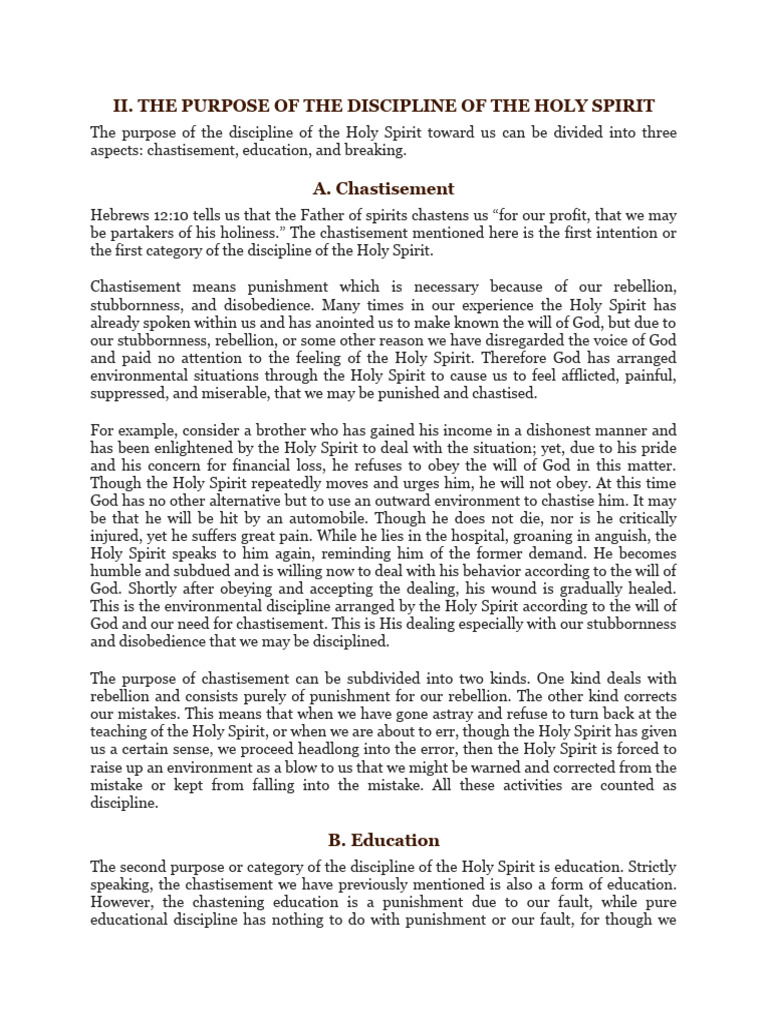 Purpose of Holy Spirit Discipline | PDF | Disciplines
