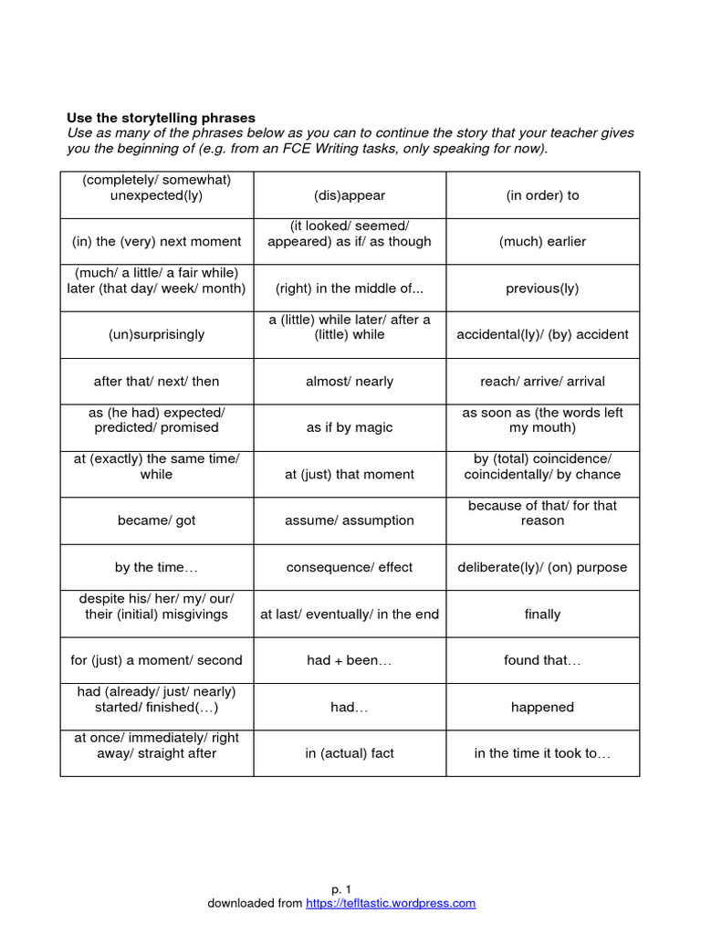 Use The Storytelling Phrases | PDF