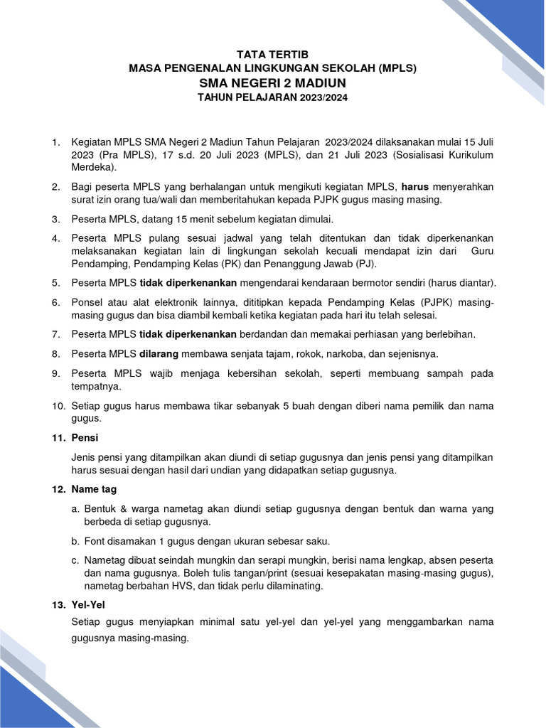 Tata Tertib MPLS 2023 | PDF