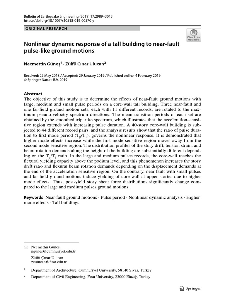 Nonlinear Dynamic Response of A Tall Building To Near Fault Pulse-Like ...
