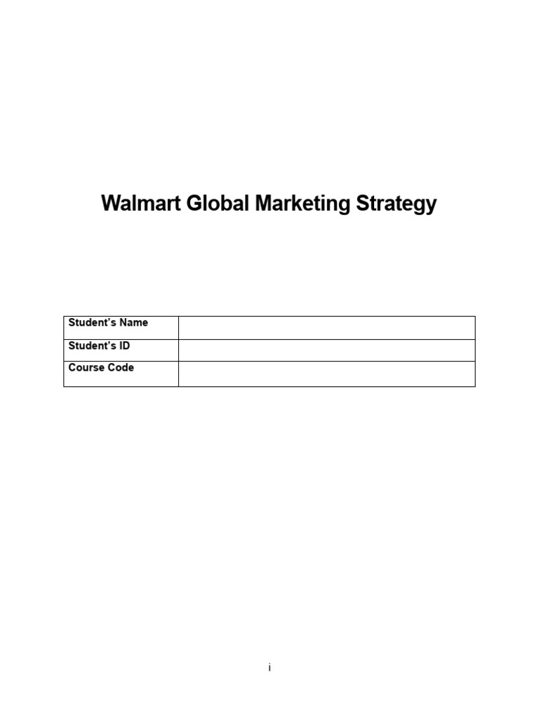 Walmart Global Marketing Strategy | PDF | Walmart | Retail