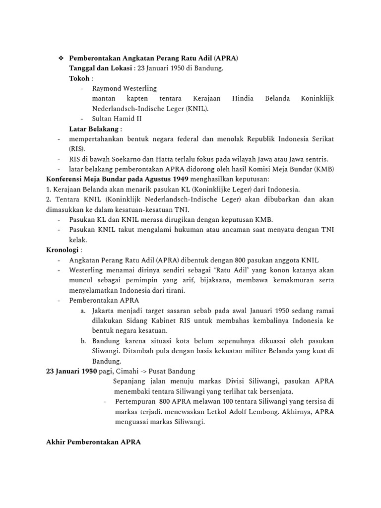Pemberontakan APRA 1950 di Bandung | PDF