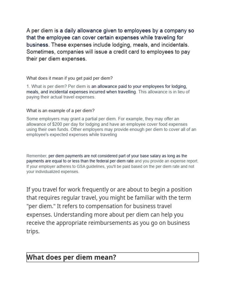 A Per Diem REPORT | PDF | Per Diem | Employment