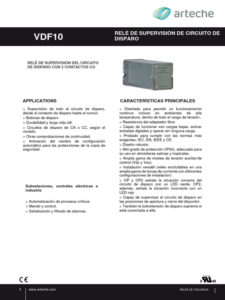 Arteche DS VDF Es | PDF | Relé | Ingenieria Eléctrica
