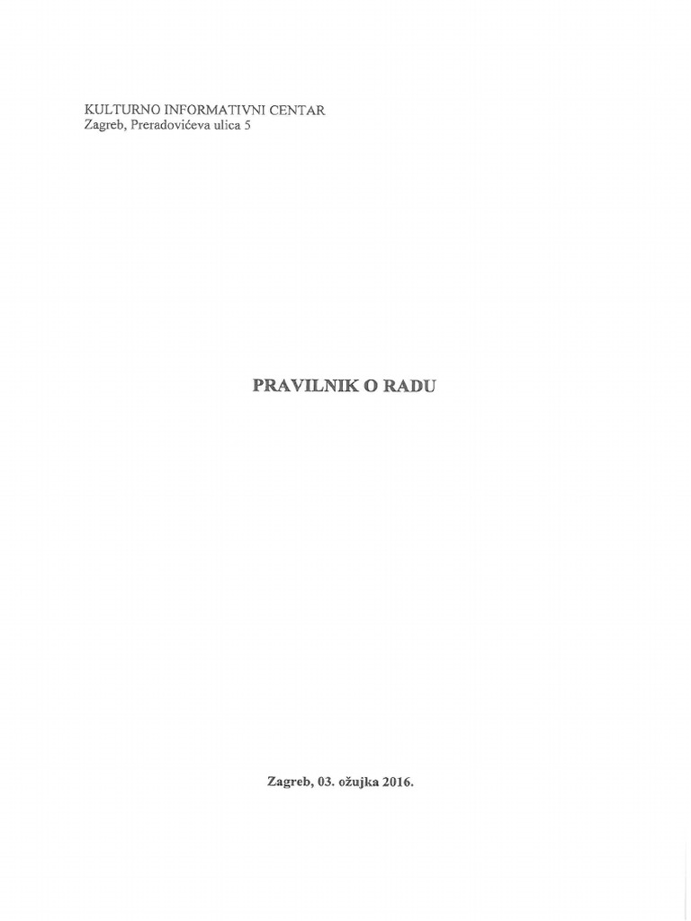 Pravilnik o Radu | PDF