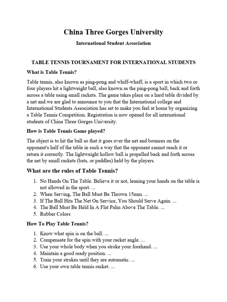 International Table Tennis Tournament 2024 | PDF | Table Tennis ...