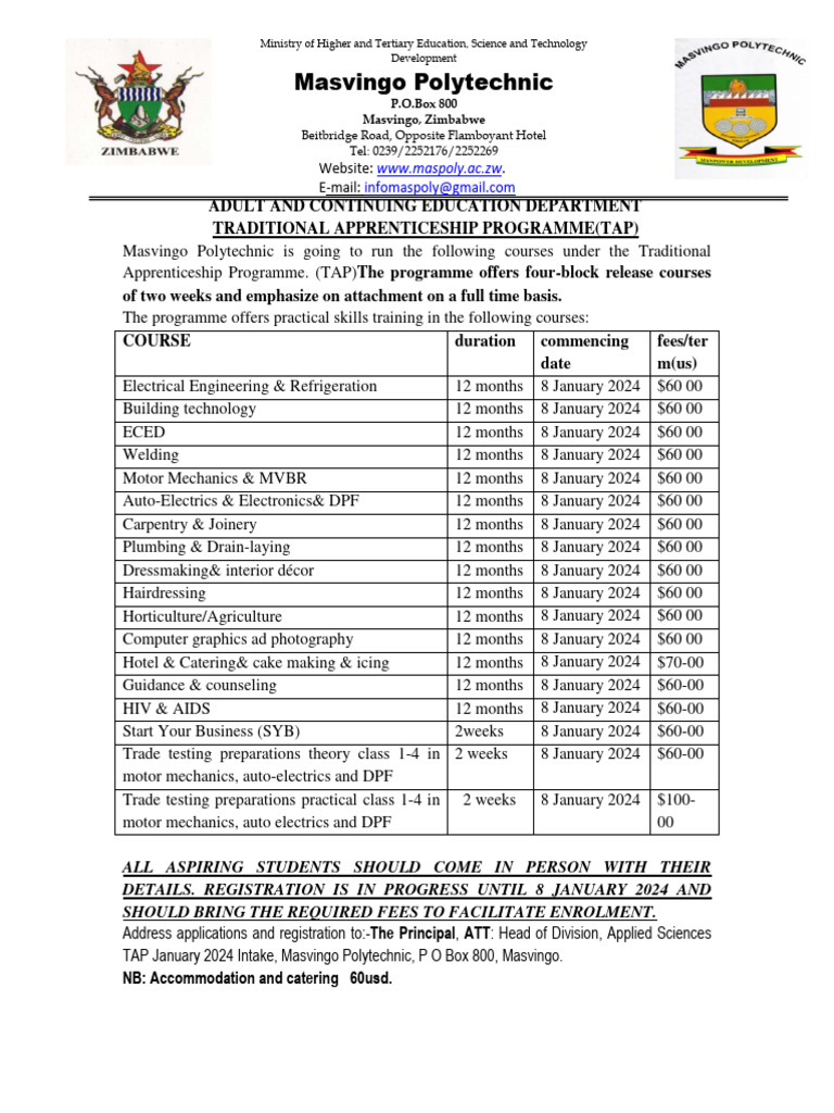 Tap Advert January 2024 Intake | PDF