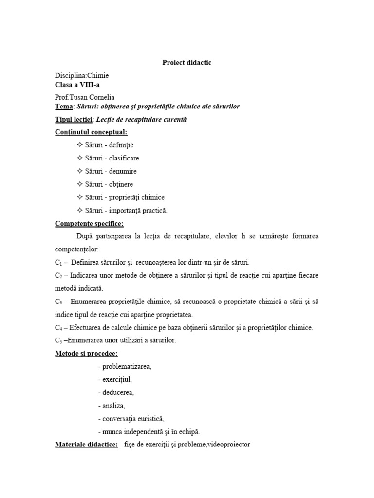 0 Proiect Didactic Saruri | PDF