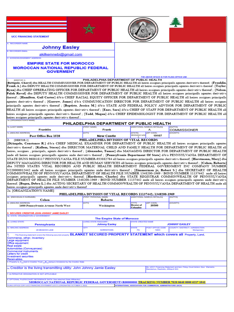 Universal Commercial Code1 Financing Statement Vital Records Department ...