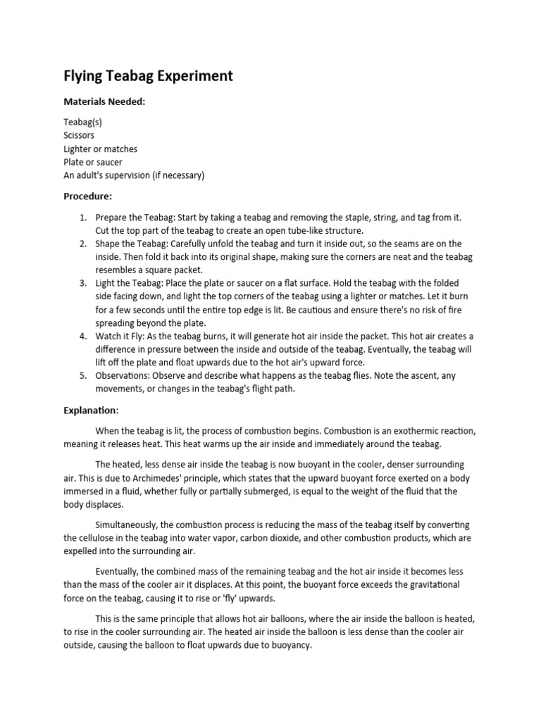 Flying Teabag Experiment | PDF | Philosophy | Wellness