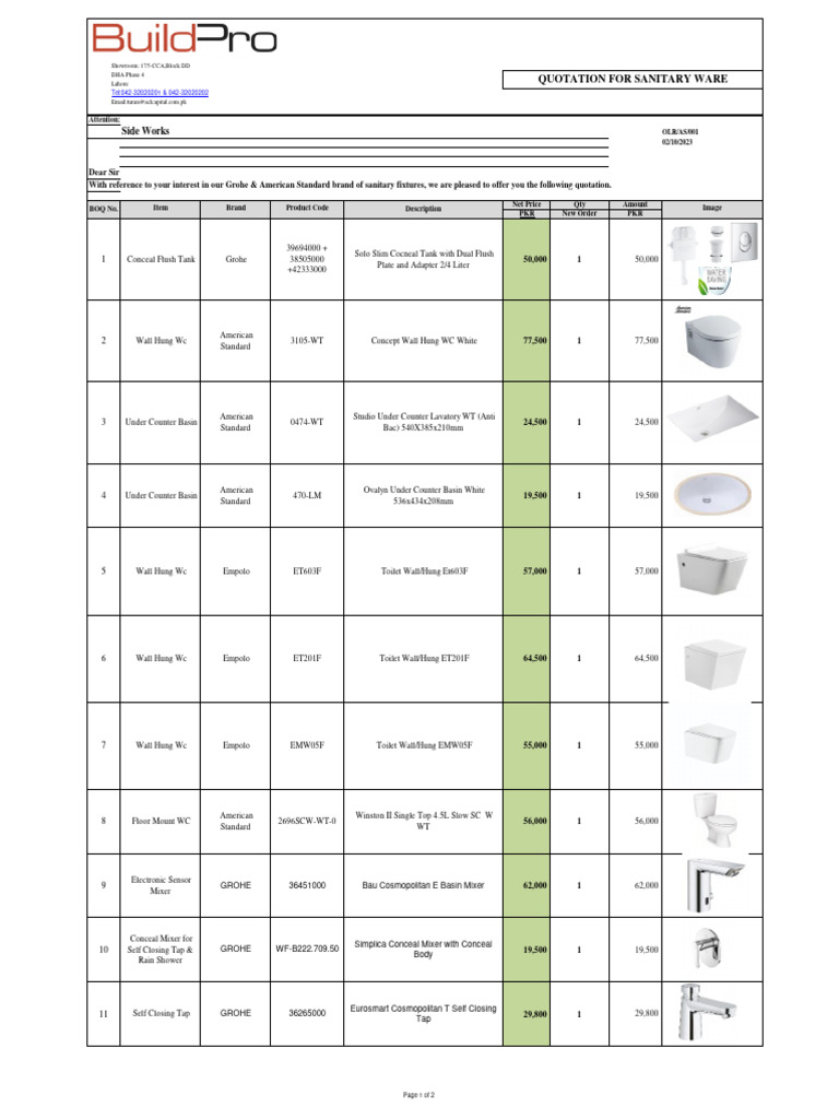 Buildpro - Water Saving Products | PDF | Toilet | Taxes