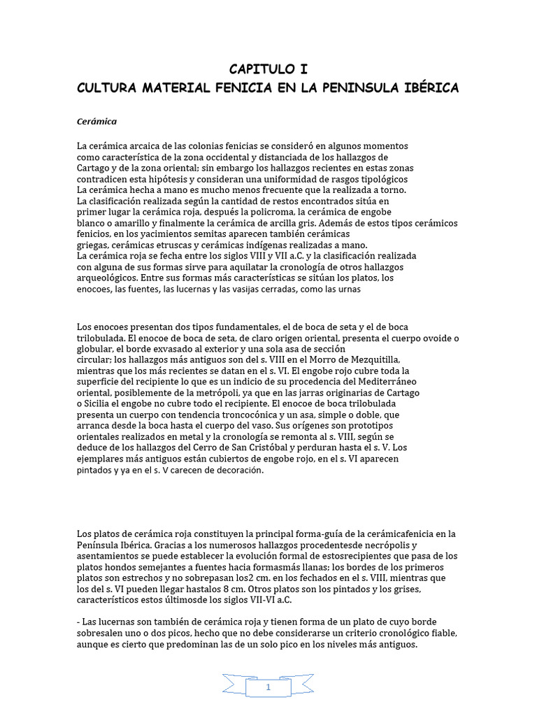 Cultura Material Fenicia - Punica en La Peninsula Ibérica | PDF