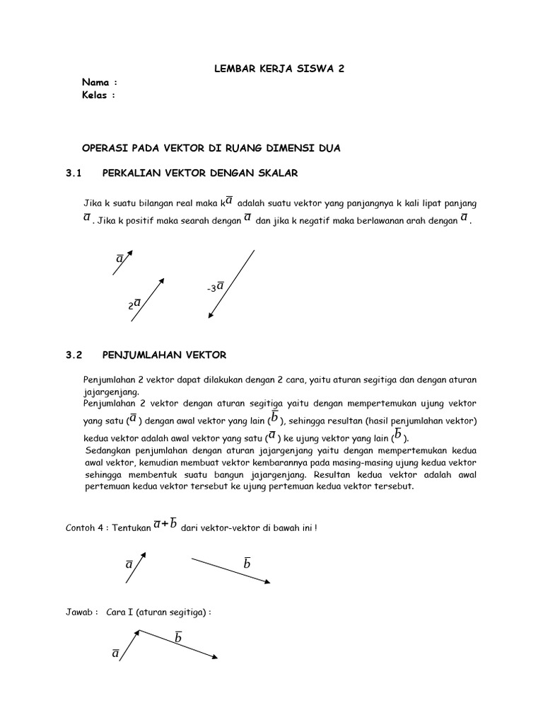 Lembar Kerja Siswa Vektor 2 | PDF
